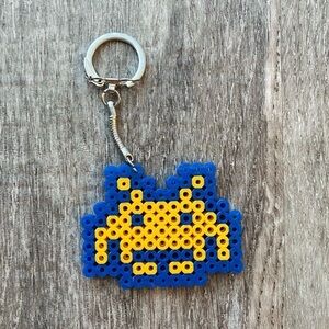 Handmade | Toys | Space Invaders Blue Yellow Keychain Nintendo Retro ...